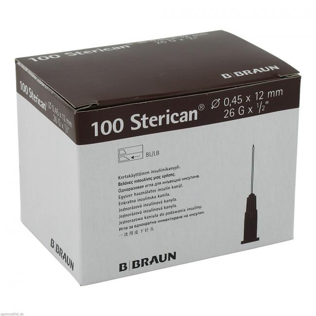 STERICAN Ins.Einm.Kan.26 Gx1/2 0,45x12 mm (100 St) Preisvergleich, PZN 2040676 · MediPreis.de